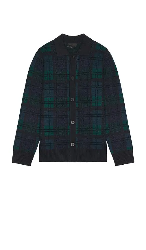 Vince Plaid Button-down Sweater