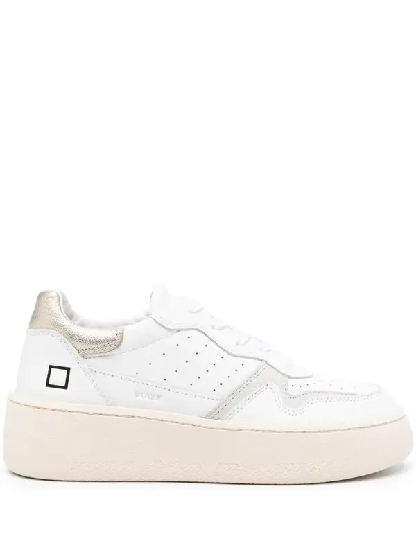 D.a.t.e. Step Calf Leather Sneakers - Wm White Platinum