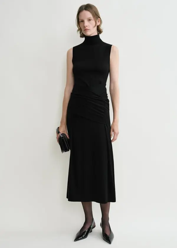 Toteme Draped Knit Dress - Black | Editorialist