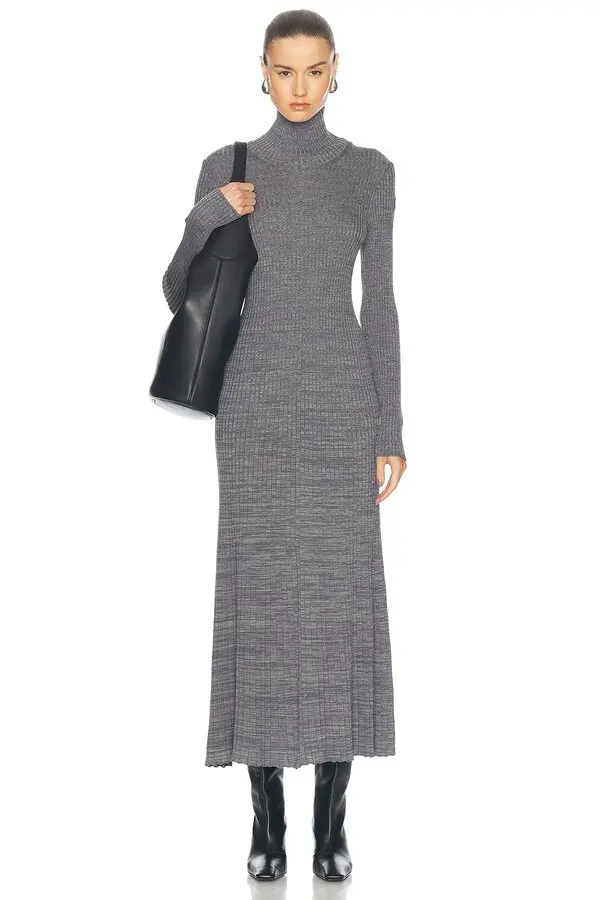 Moncler Turtleneck Knit Dress - Light Grey