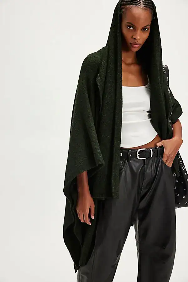 Free People Ellie Scarf Wrap Duster - Emerald | Editorialist