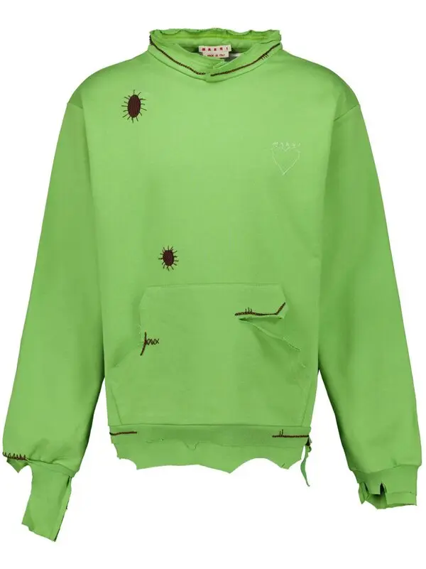 Marni Embroidered Distressed Sweatshirt