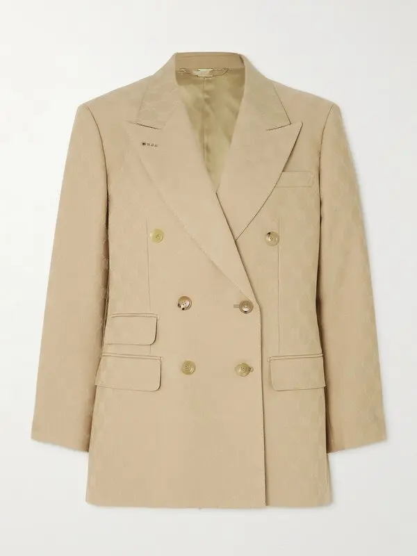 Gucci Double-breasted Wool-jacquard Blazer - Brown