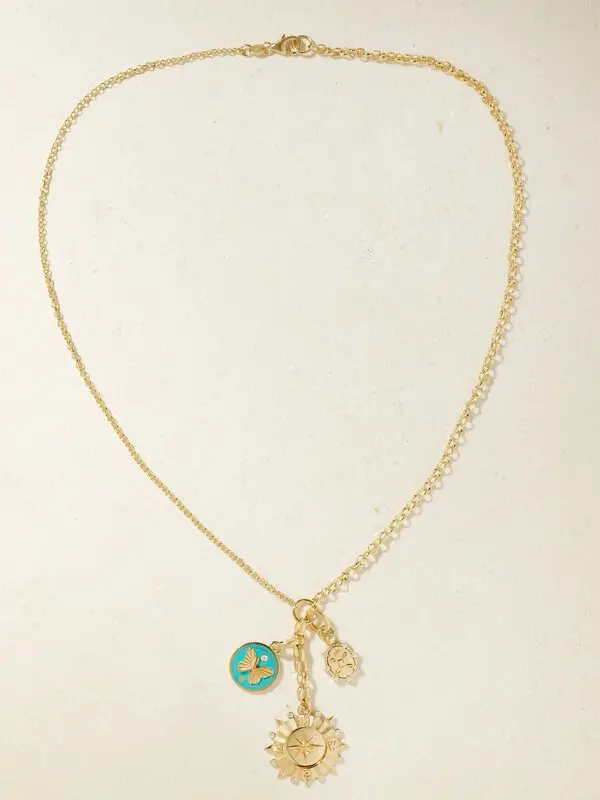 FOUNDRAE 18-karat Enamel And Diamond Medallion Necklace