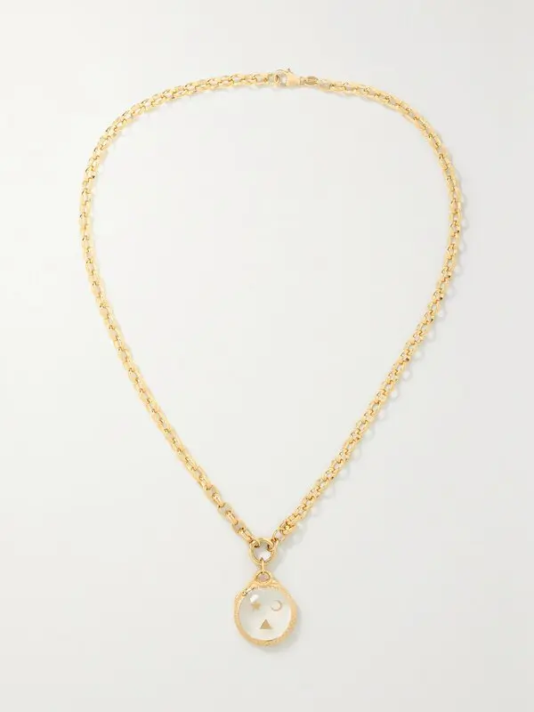 FOUNDRAE Wholeness 18-karat Quartz And Diamond Necklace - Gold