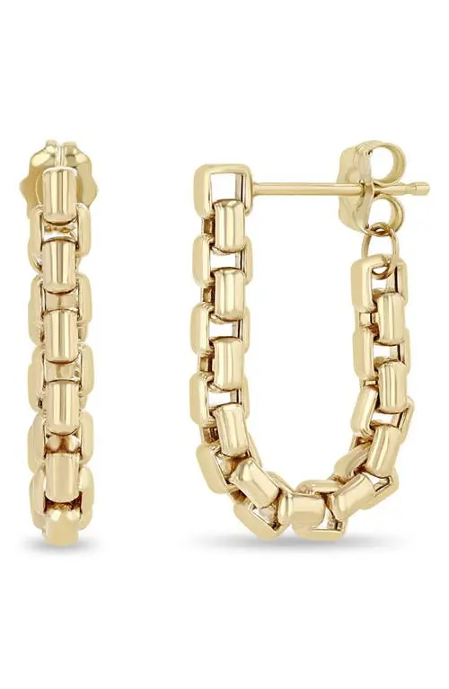 Zoe Chicco 14k Gold Box Chain Hoop Earrings