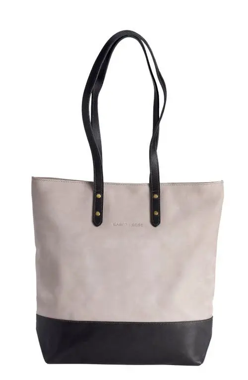 SAREP + ROSE Kenya Large Leather Zipped Tote Bag - Smoky Gray Nubuck