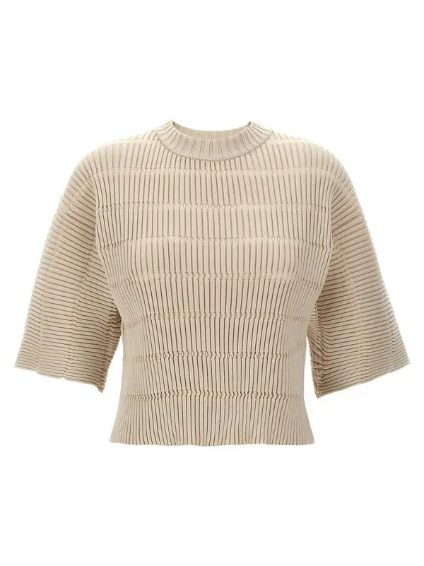 【新品】　PLEATS PLEASE イッセイミヤケ　JIGGLY KNIT Issey Miyake Jiggly Knit' Top - Beige | Editorialist
