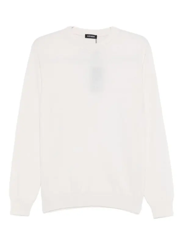 CENERE GB Long-sleeved Crew Neck Sweater - White