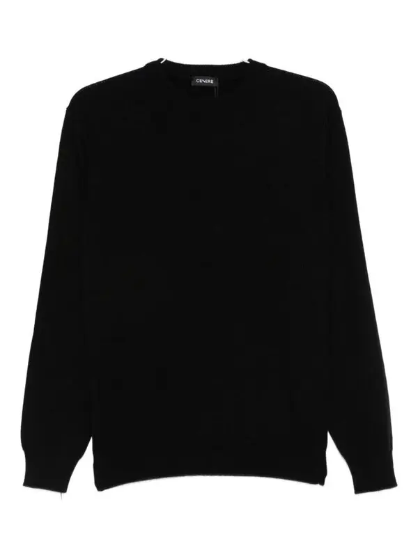 CENERE GB Long-sleeved Crew Neck Sweater - Black