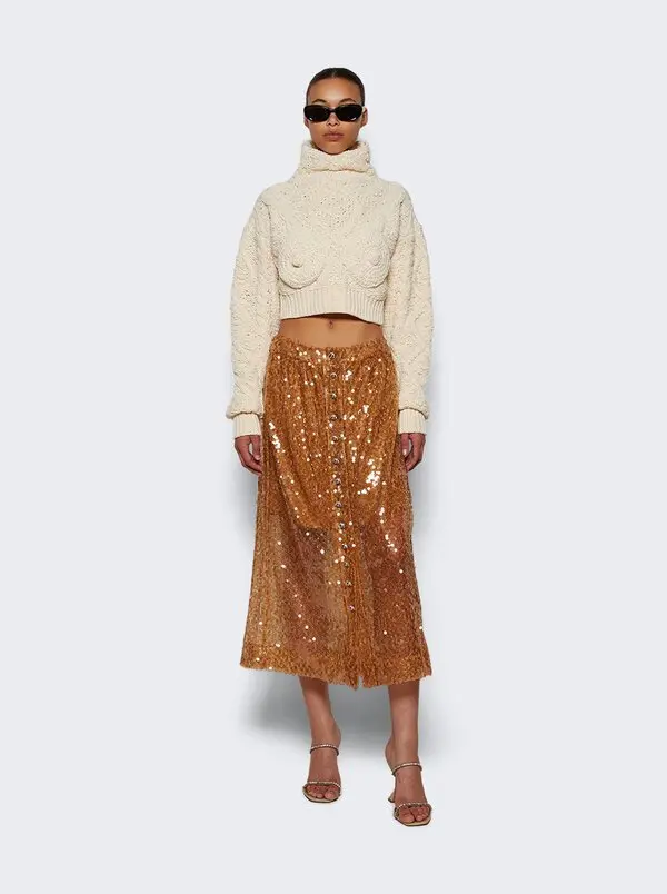 Rabanne Sequined Layered Midi Skirt