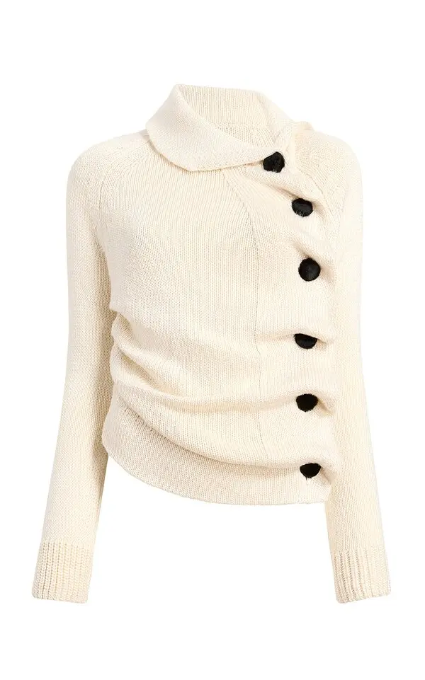 Khaite Lorrai Asymmetric Silk Cardigan - Neutral