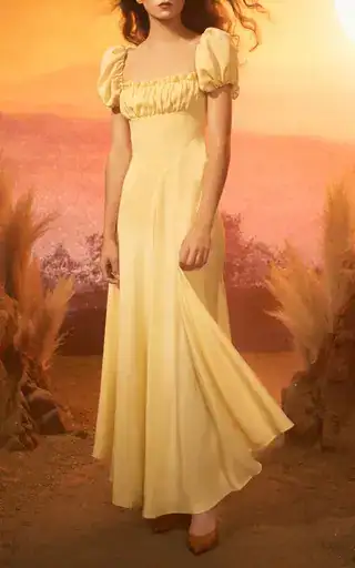 Rodarte Gathered Silk Crepe Maxi Dress - Yellow | Editorialist