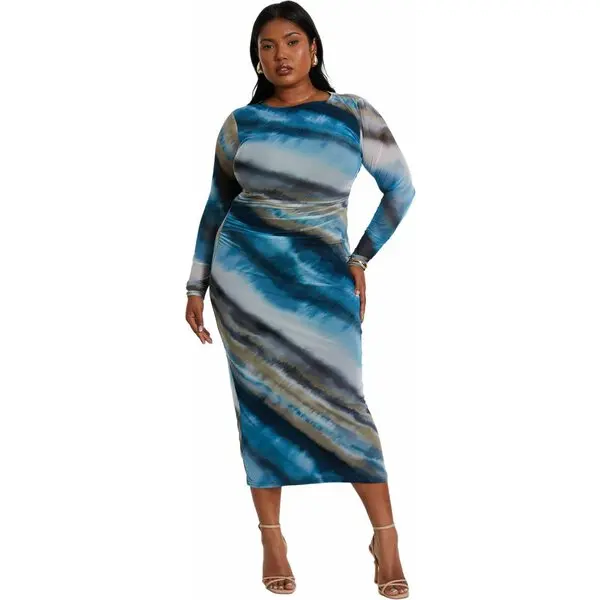 QUIZ Mesh Round Neck Maxi Dress