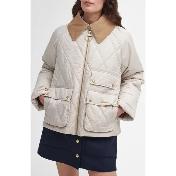 Barbour Milby Colorblock Quilted Jacket - Oatmeal/ancient