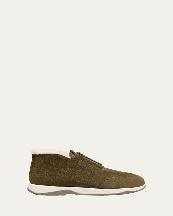 Berluti Echappee Suede Shearling-lined Slip-on Boots