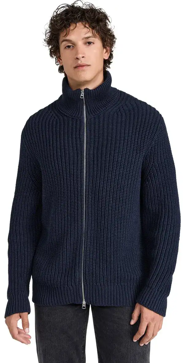 Alex Mill Wright Cardigan In Chunky Cotton In Dark Navy 60% Off