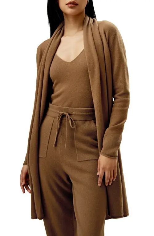 Lilysilk Cashmere Open Cardigan - Toffee