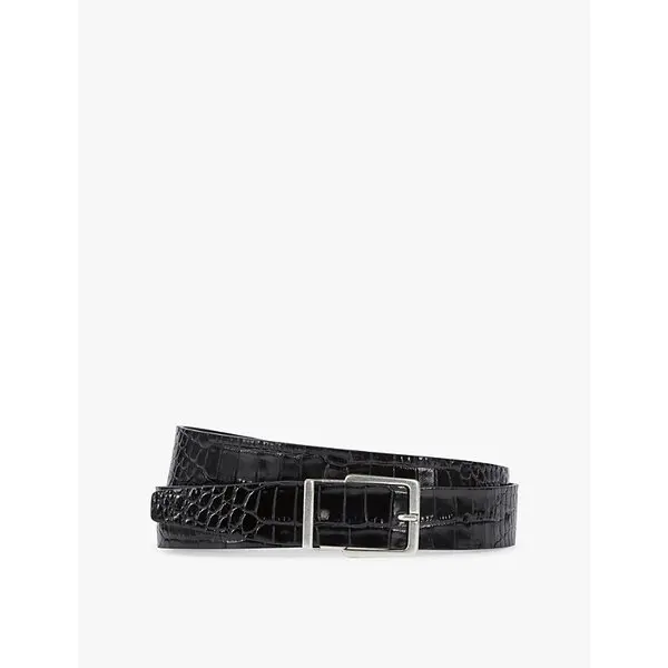The Kooples Black Croc-Embossed Leather Belt The Kooples Croc-Embossed Leather Belt In Black - 40% Off  main image 4