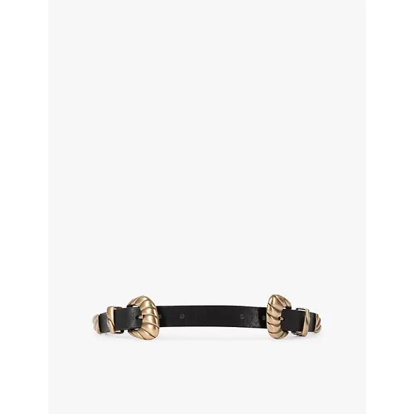 The Kooples Engraved-Buckle Leather Belt In Black - 52% Off  display picture 1