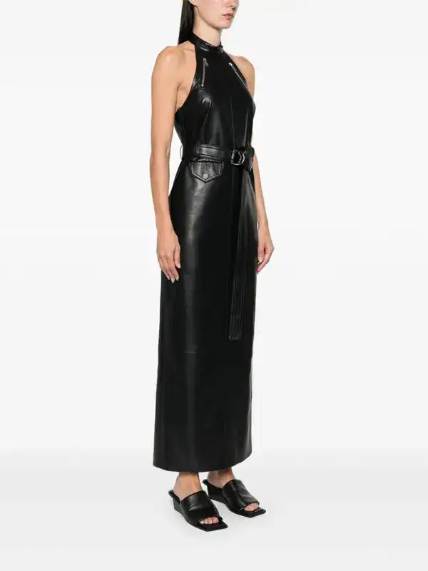 Nanushka Minnow Leather Midi Dress - Black