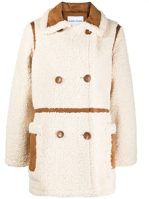 STAND STUDIO Double-breasted Faux Shearling Coat