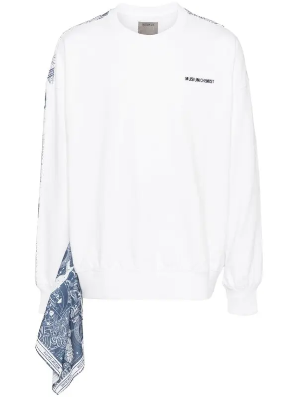 MUSIUM DIV. Graphic Print Scarf Accent Sweatshirt