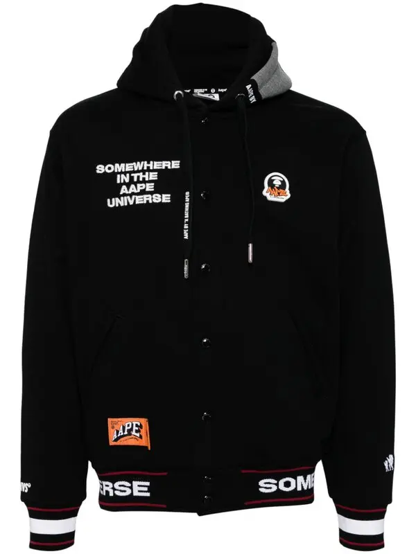 AAPE BY *A BATHING APE® Moonface Logo Hooded Varsity Jacket