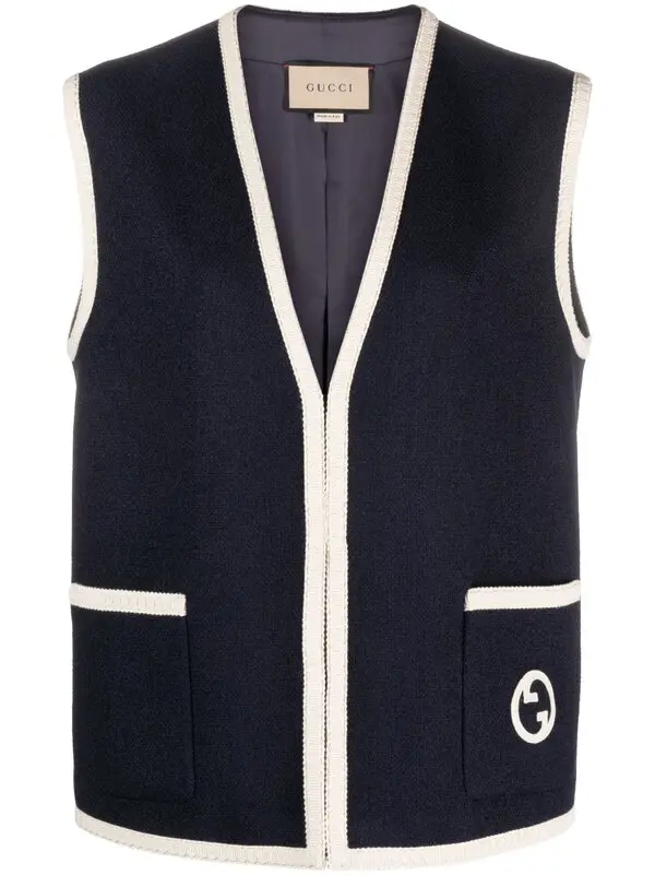 Gucci Interlocking G Logo Knitted Vest Blue Editorialist