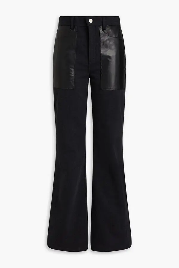WANDLER Daisy Leather-paneled High-rise Flared Jeans