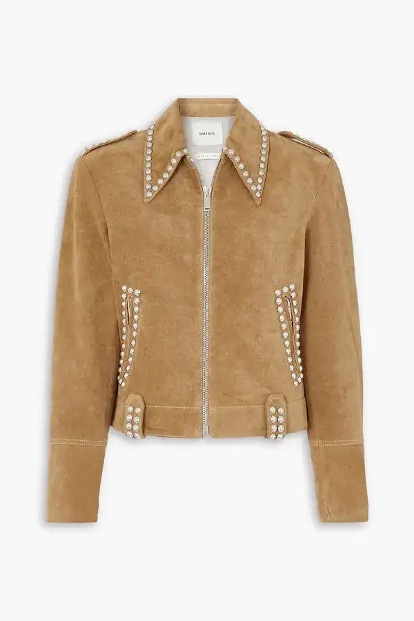 Halfboy Studded Suede Jacket In Camel - 60% Off | Editorialist