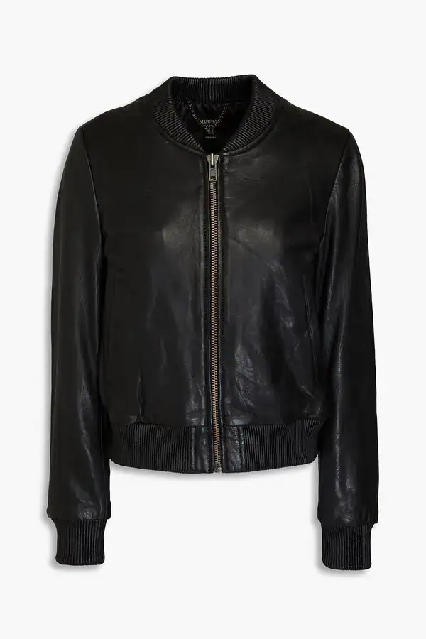 Muubaa Leather Bomber Jacket In Black - 50% Off | Editorialist