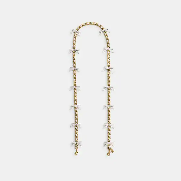 Coach Leather Chain Strap With Bows - Brass/Chalk | Editorialist