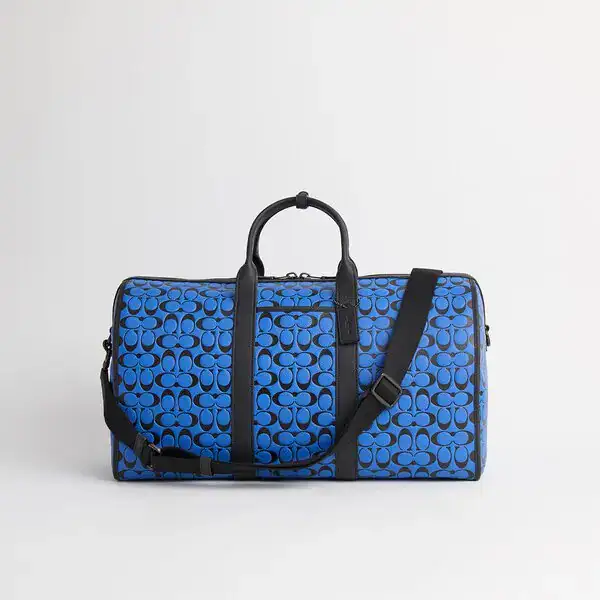 Coach Restored Gotham Duffle Bag In Signature Leather - Blue Fin/black ...
