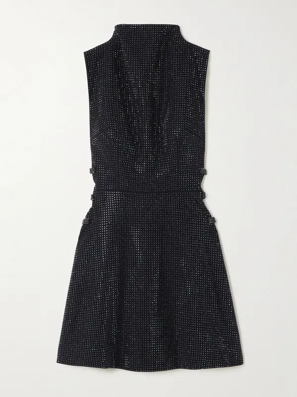 SELF-PORTRAIT Bow And Crystal-embellished Crepe Mini Dress