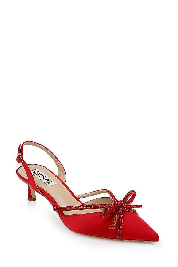 Badgley Mischka Angela Slingback Kitten Heels - Red