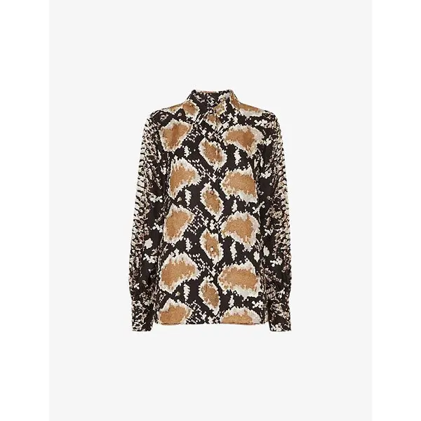 Whistles Snakeskin-print Viscose And Silk-blend Shirt