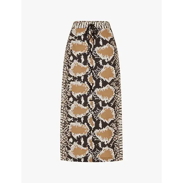 Whistles Limited Edition Snake-print High-rise Midi Skirt