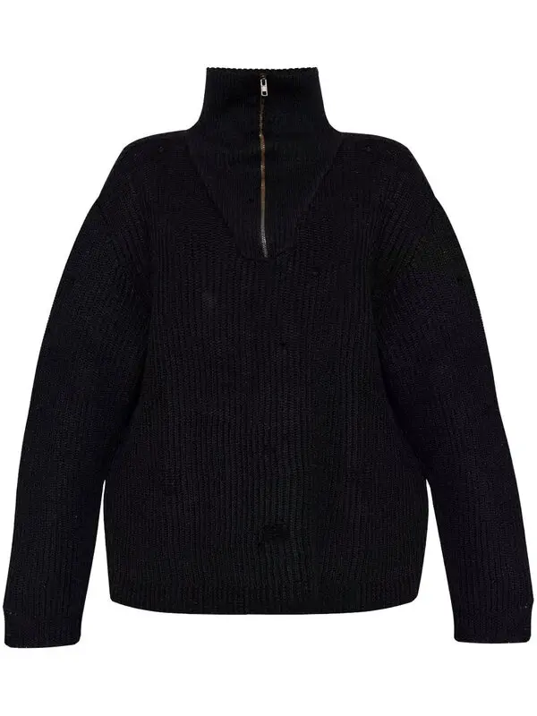 Maison Margiela Half-Zip Sweater In Black - 67% Off | Editorialist
