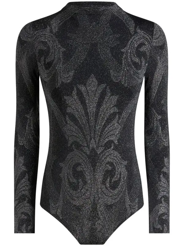 Etro Metallic-effect Jacquard Bodysuit - Black
