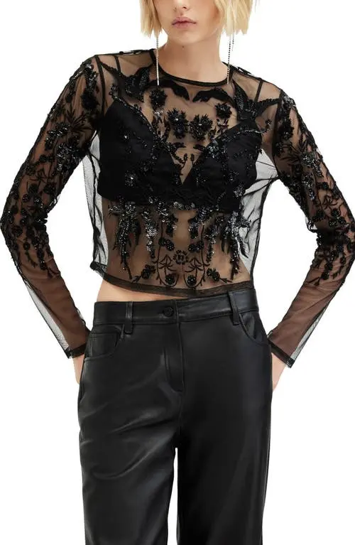 All Saints Greta Sequin Embroidery Top