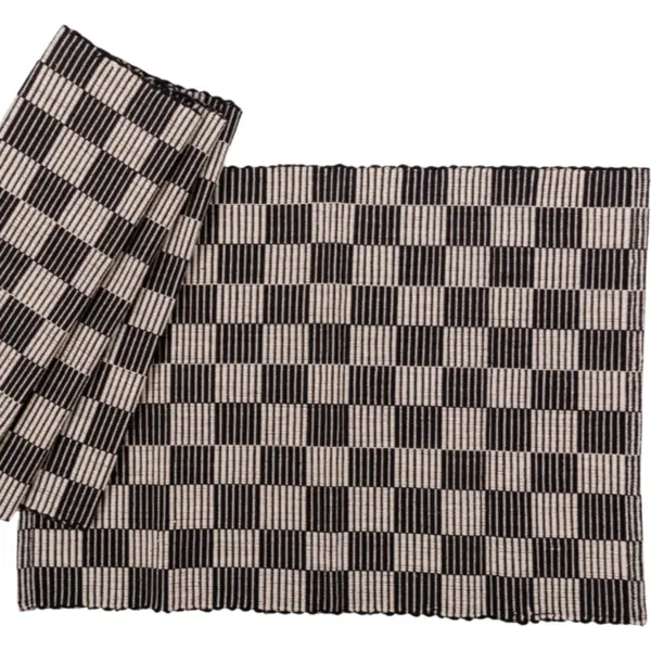 SIAFU HOME Handloomed Checkered Placematsset Of 4 - Black