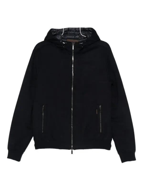 MOORER Front Zip Jacket - Blu Grey