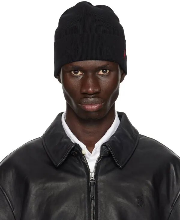 Ralph Lauren Black Lightweight Cotton Beanie In 001 Black 18