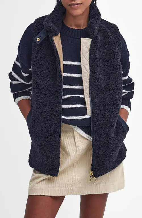 Barbour Elisha Faux Shearling Insulated Vest - Dark Navy/military Brown/sand