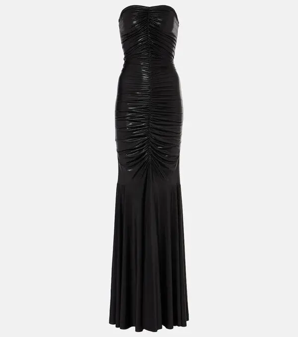 Norma Kamali Ruched Lamé Gown
