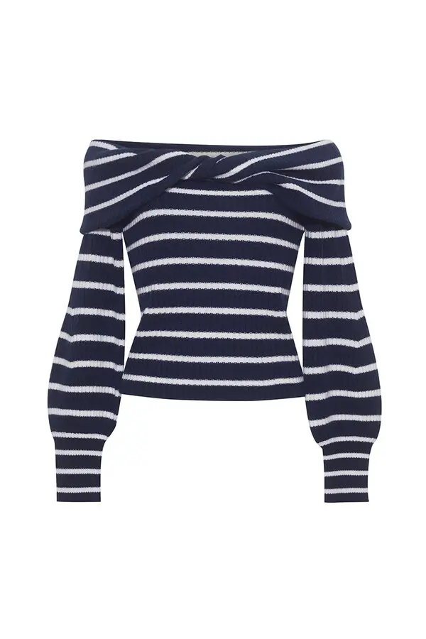 Cara Cara Salma Top - Navy Ivory Stripe