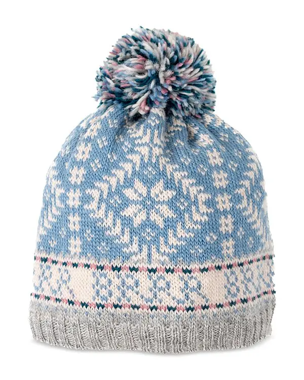 FRENCH KNOT Knitted Wool Hat - Blue