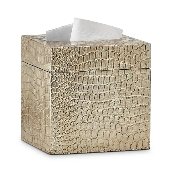 LABRAZEL Crocodile Tissue Box Cover - Antique Silver