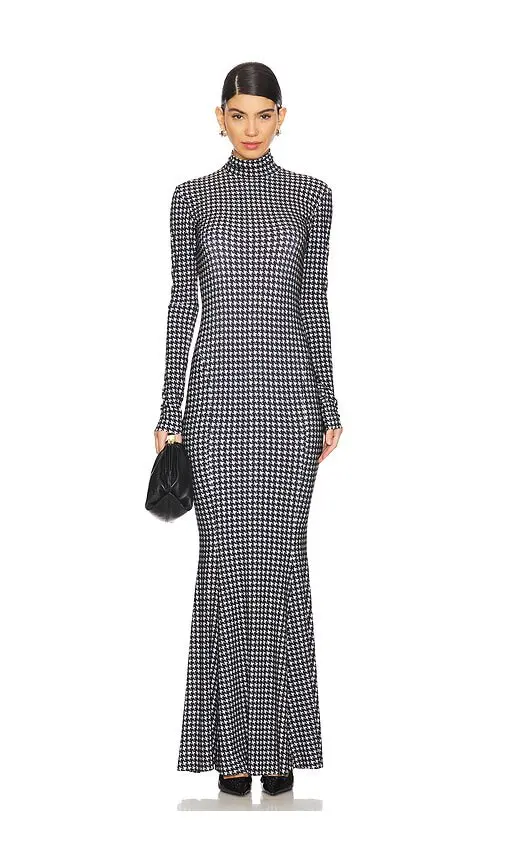 Norma Kamali Long Sleeve Turtleneck Fishtail Gown
